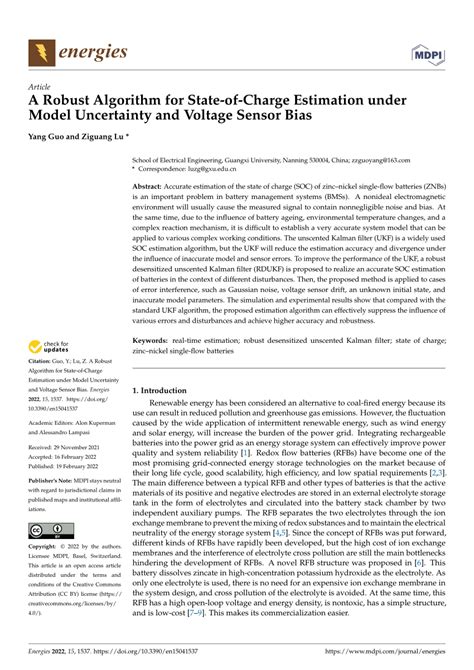 Pdf A Robust Algorithm For State Of Charge Estimation Under Model
