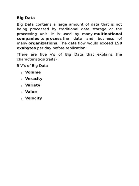 Big Data Characteristics Pdf Big Data Mean