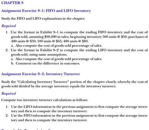CHAPTER Assignment Exercise FIFO And LIFO Inventory Study The FIFO And LIFO Explanations