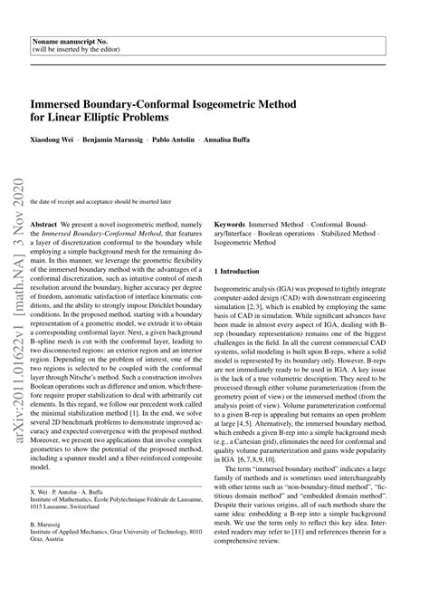 Pdf Immersed Boundary Conformal Isogeometric Method For Linear Elliptic Problems