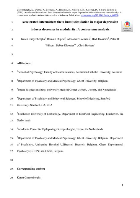 Pdf Accelerated Intermittent Theta Burst Stimulation In Major