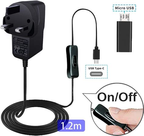 GeeekPi Raspberry Pi 4 Model B Power Supply With On Off Switch Raspberry Pi 4 5V 3A UK Plug