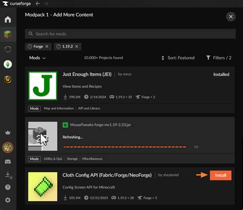 Creating a Custom Profile/Modpack: CurseForge support