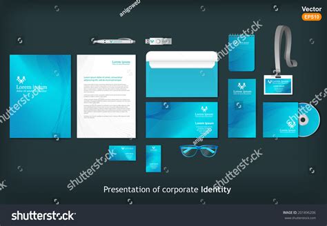 Stationery Template Design Waves Documentation Business Stock Vector