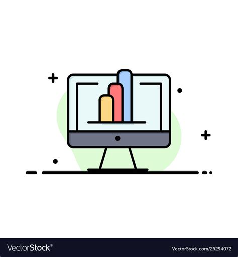 Computer Monitor Shirt Graph Business Flat Line Vector Image