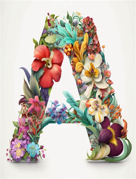 Premium Photo A Letter A With Flowers And Leaves Is Made In The Style