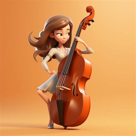 Premium Ai Image Cartoon Double Bass 3d