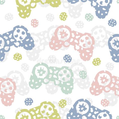 Seamless Pattern With Game Controller Abstract Background Stock Vector