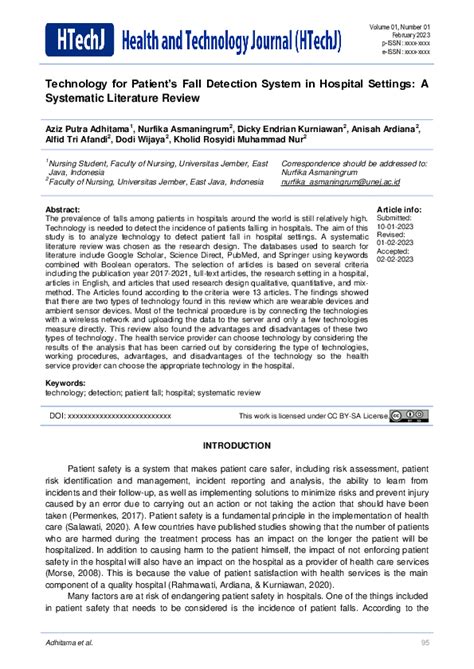 Pdf Technology For Patients Fall Detection System In Hospital