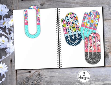 3 Big Paper Clip Designs • Paperclip • Spring Flowers • Whimsical
