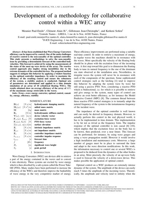 Pdf Development Of A Methodology For Collaborative Control Within A Wec Array