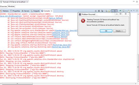 Cannot Run Tomcat Server On Ecliples Getting The Error That Failed To Start Stack Overflow