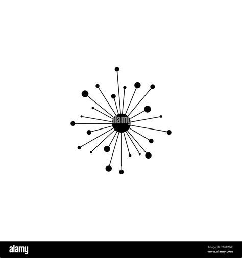 Black Hub Network Connection Line Icon Isolated On White Tech Or