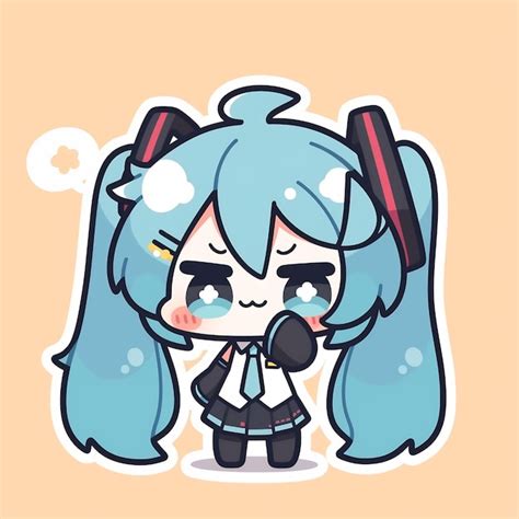 Premium Photo Kawaii Chibi Anime Girl Stickers Cute Simple And Minimal Delights Print On