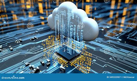 Cloud Computing Data Center Futuristic Ai Server High Quality Image Stock Illustration