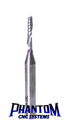 1 8 Spiral O Flute W 1 4 Sh X 3 4 CL X 2 1 2 Long Up Cut CNC Router Bit Phantom CNC Systems