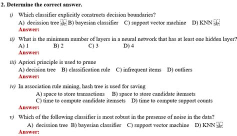 solved determine the correct answer i which classifier