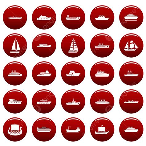 Marine Boat Vector Design Images Boat Icons Set Red Marine Pictogram