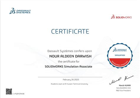 I Have Earned Solidworks Simulation Associate Certificate Today Nour