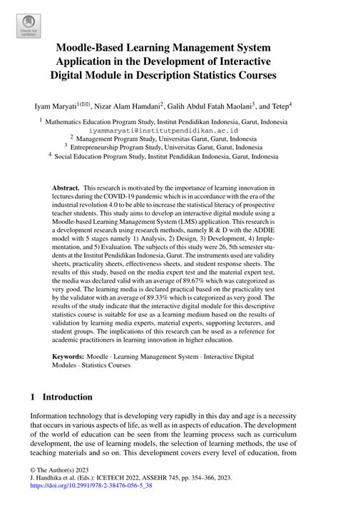 Pdf Moodle Based Learning Management System Application In The