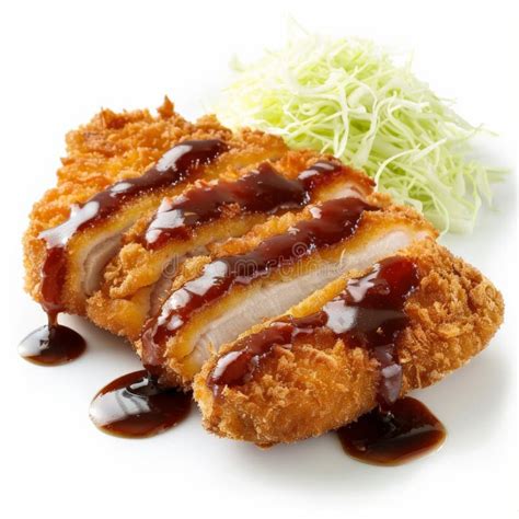 A Serving Of Japanese Chicken Katsu Breaded And Fried Chicken Cutlet