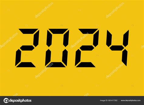 2024 Digital Form Electronic Numbers Happy New Year 2024 Vector Stock