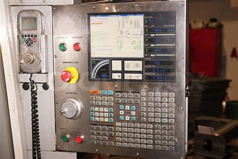 CNC Control Panel And Monitor At Programmable Machine Stock Image Colourbox