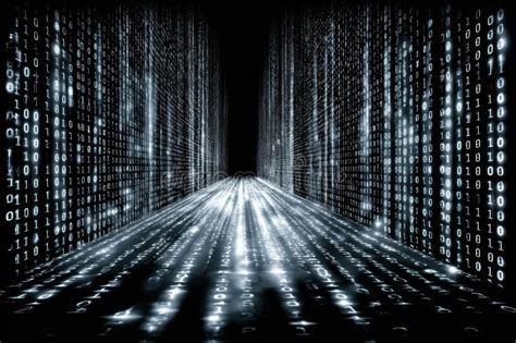 Matrix Style Binary Code Digital Background With Falling Numbers Stock