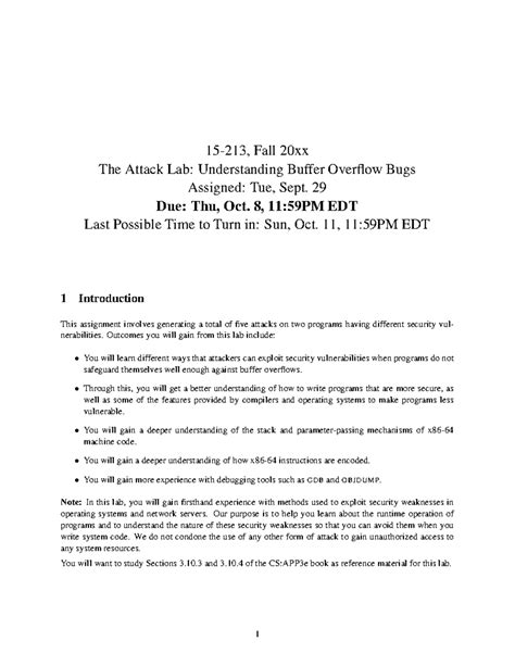 Attacklab Attack Lab Handout 15 213 Fall 20xx The Attack Lab Understanding Buffer Overflow