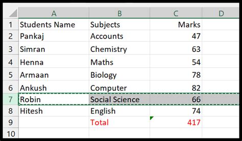 Move A Row S And Column S In Excel