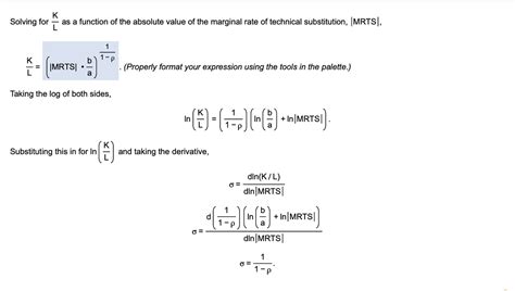 Answered What Is The Elasticity Of Substitution … Bartleby