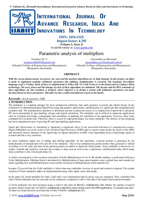 pdf parametric analysis of multipliers