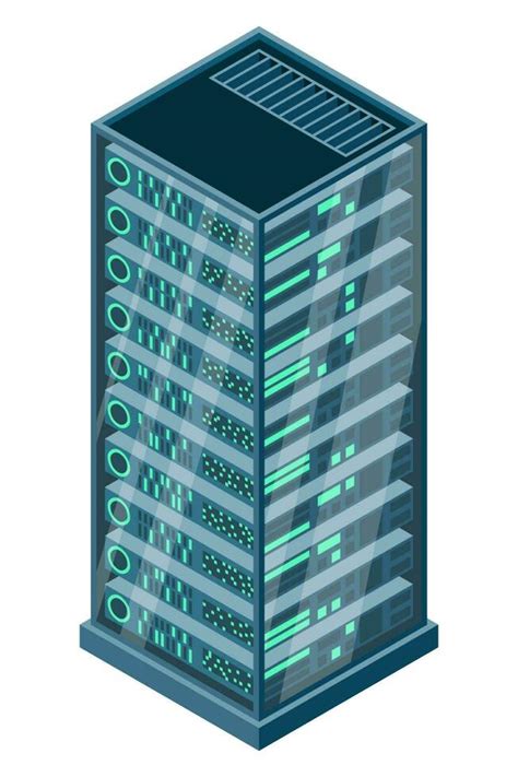 isometric server network server room 3d computer equipment storage
