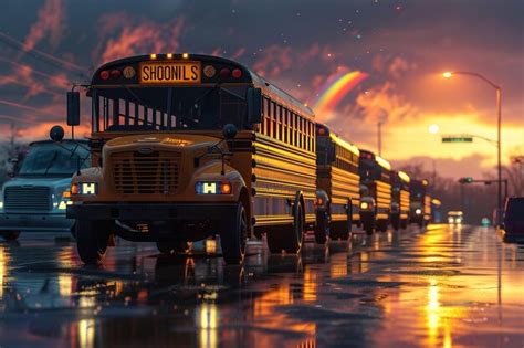 Babe Transportation In Autumn Bus In Fall Setting Premium AI Generated Image