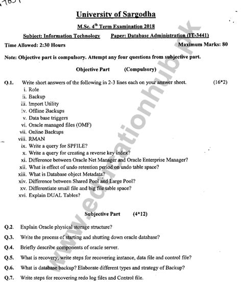 It 3441 Database Administration And Management Msc It Uos Past Papers
