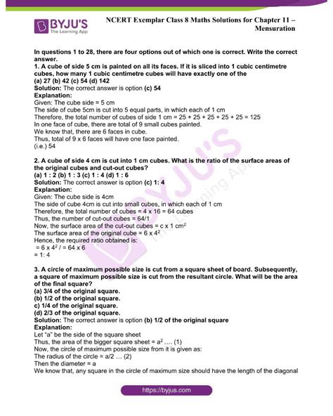 Ncert Exemplar Class 8 Maths Solutions Exemplar Chapter 11 Mensuration