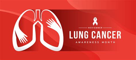 11 월 폐암 인식 달 텍스트 와 흰색 폐 와 손 보류 케어 기호 에 빨간 배경 벡터 디자인 11월에 대한 스톡 벡터 아트 및 기타 이미지 Istock