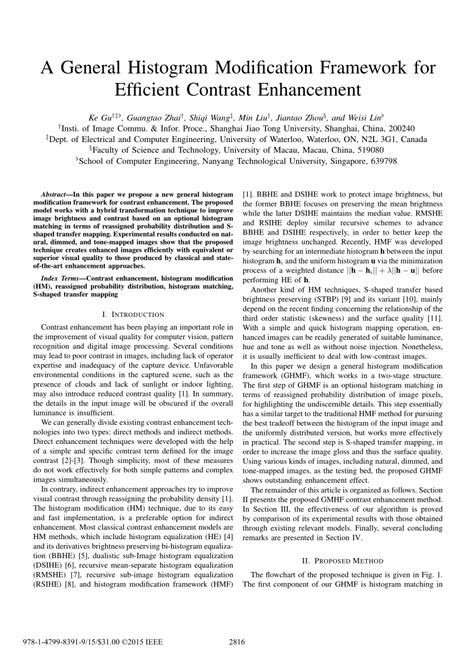 pdf a general histogram modification framework for efficient contrast