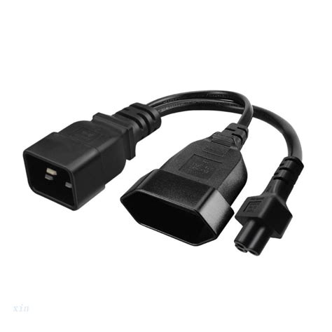 Xi Iec320 C20 To Iec320 C5 Eu4 0 มม สายไฟ 1 In 2 ออก Y Splitter อะแดปเตอร์สายเคเบิ้ล Shopee