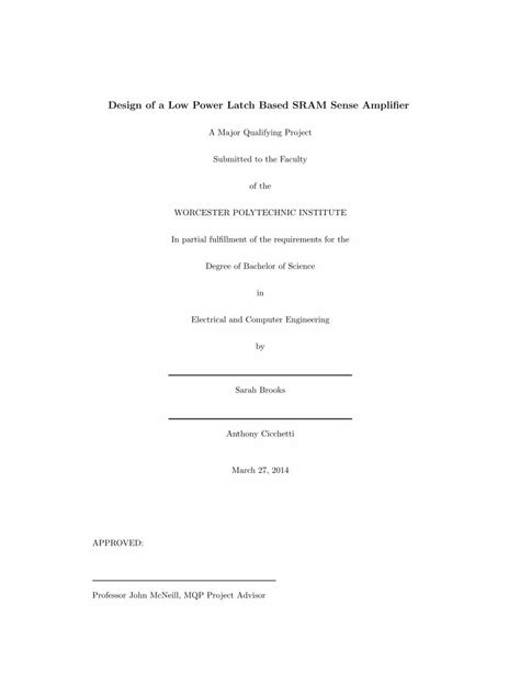 Pdf Design Of A Low Power Latch Based Sram Sense Ampli Er · Pdf