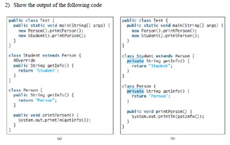 Solved Show The Output Of The Following Code Public Class Chegg