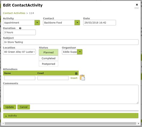 Vinsight Documentation Contact Activities Vinsight Documentation