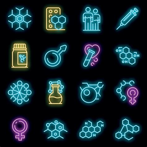Hormones Icons Set Vector Neon 8549786 Vector Art At Vecteezy