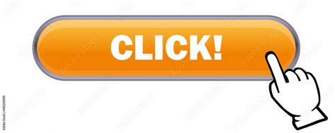 立体感、光沢感のあるclickボタンと手。 クリックして、アイコン、 ウェブサイト、バナー、アプリ用 白背景 Stock Vektor Adobe Stock