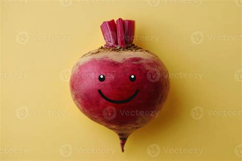 Beetroot With Smiling Face Showing Healthy Eating And Happiness