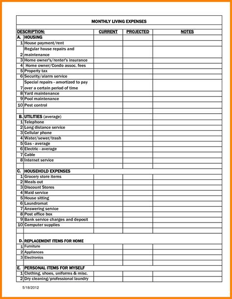 Personal Monthly Expense Report Template Spreadsheet Template Report