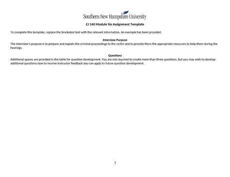 CJ Module Six Assignment Template An Example Has Been Provided Interview Purpose The
