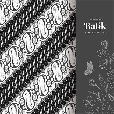 Premium Vector Monochrome Javanese Ethnic Batik Motifs Pattern