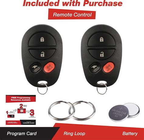 2 X Control Remoto De Entrada Sin Llave 4btn Hatch Key Fob Para Toyota