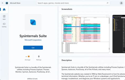 Install Sysinternals Suite From Microsoft Store